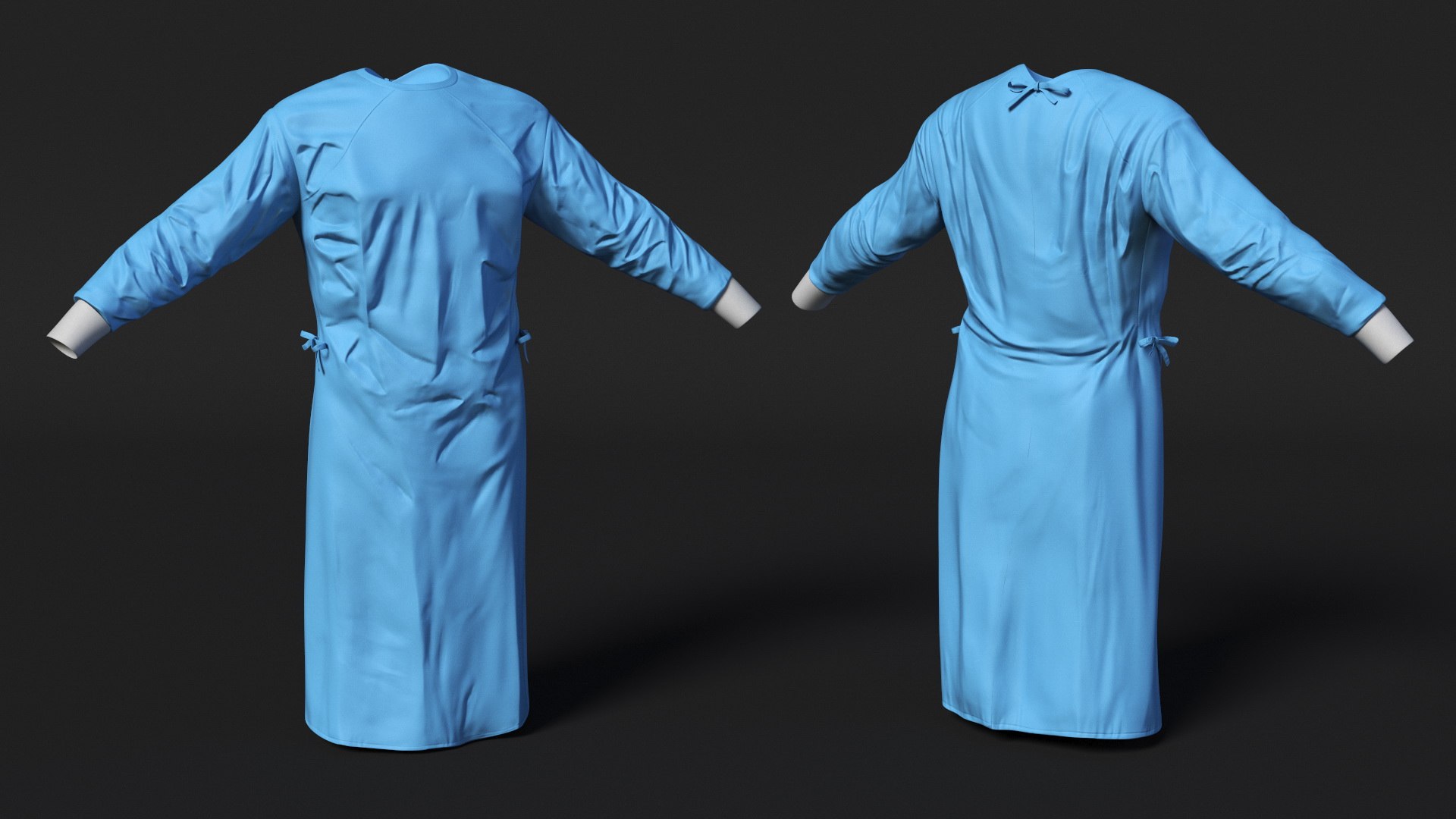 Full Sleeve Blue Cotton Surgeon Gown Model - TurboSquid 2128345