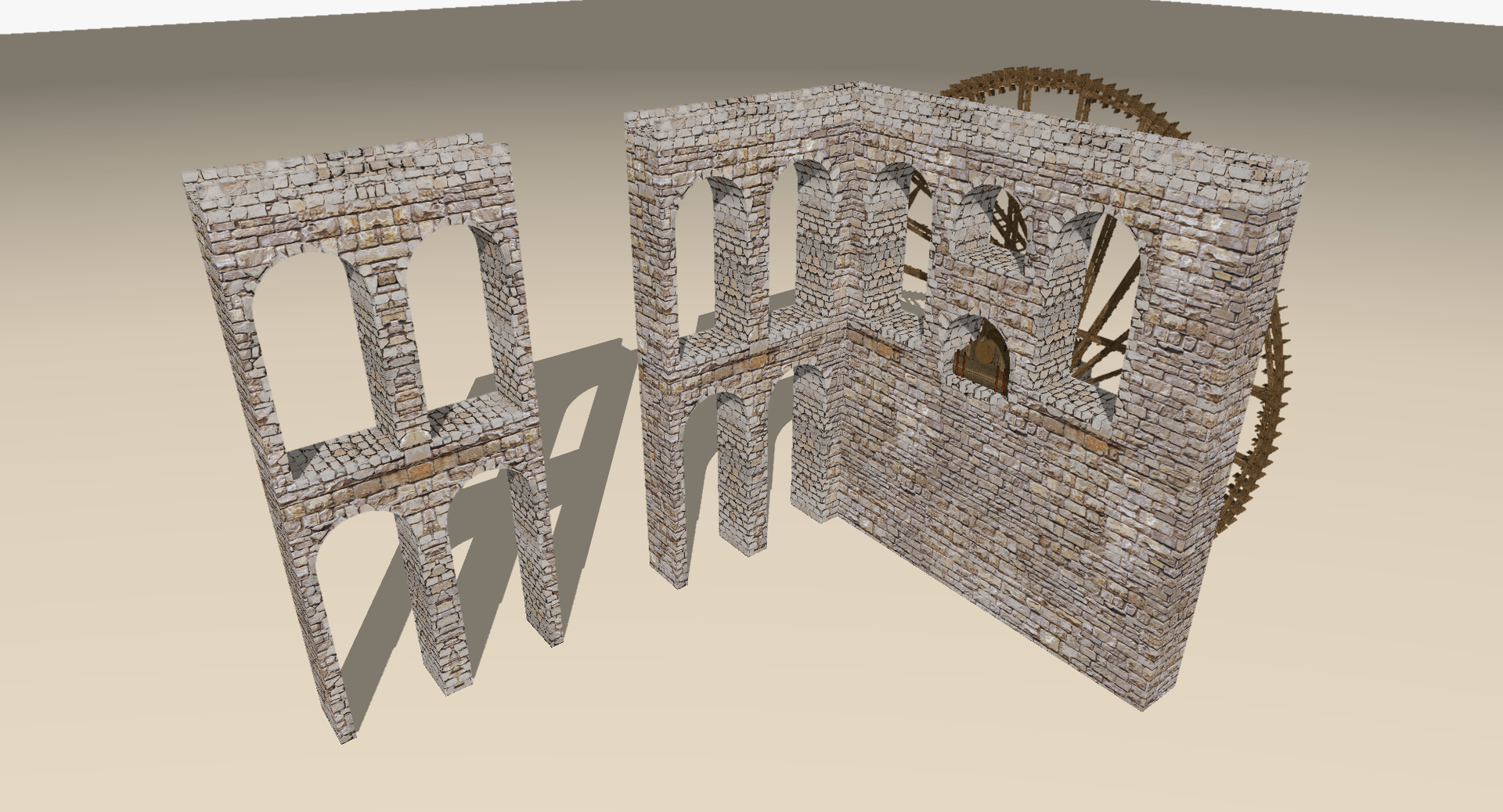 Roman aqueduct with waterwheel 3D - TurboSquid 1890932