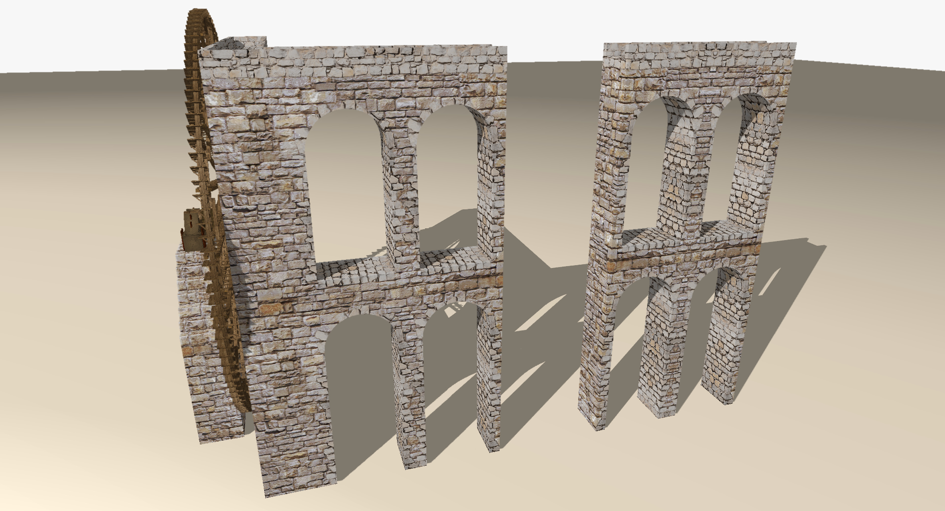 Roman aqueduct with waterwheel 3D - TurboSquid 1890932