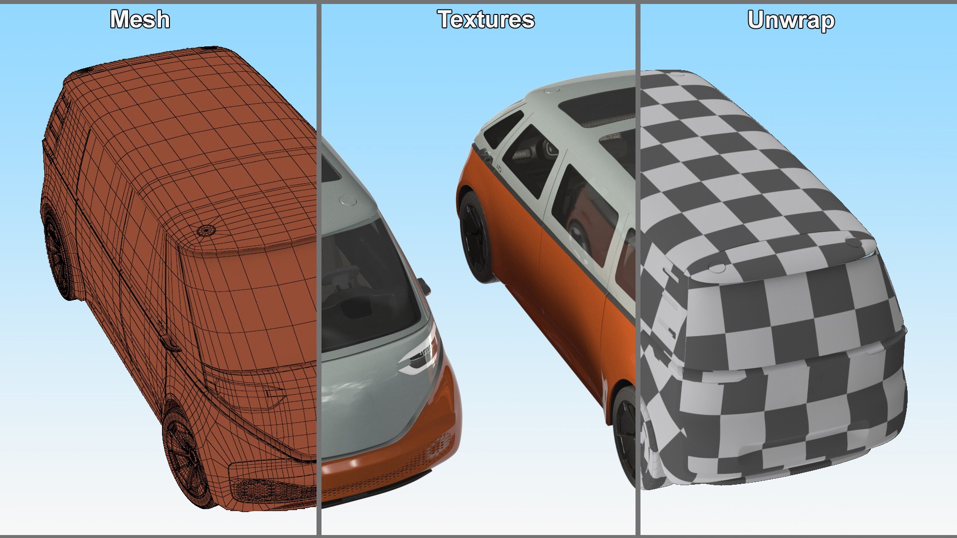 Electric Minivan Simplified 3D Model - TurboSquid 2284146