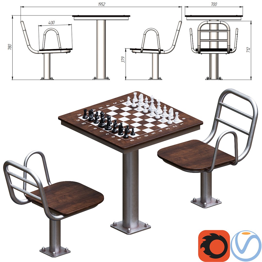 3D Outdoor Chess Table Chairs - TurboSquid 1522795