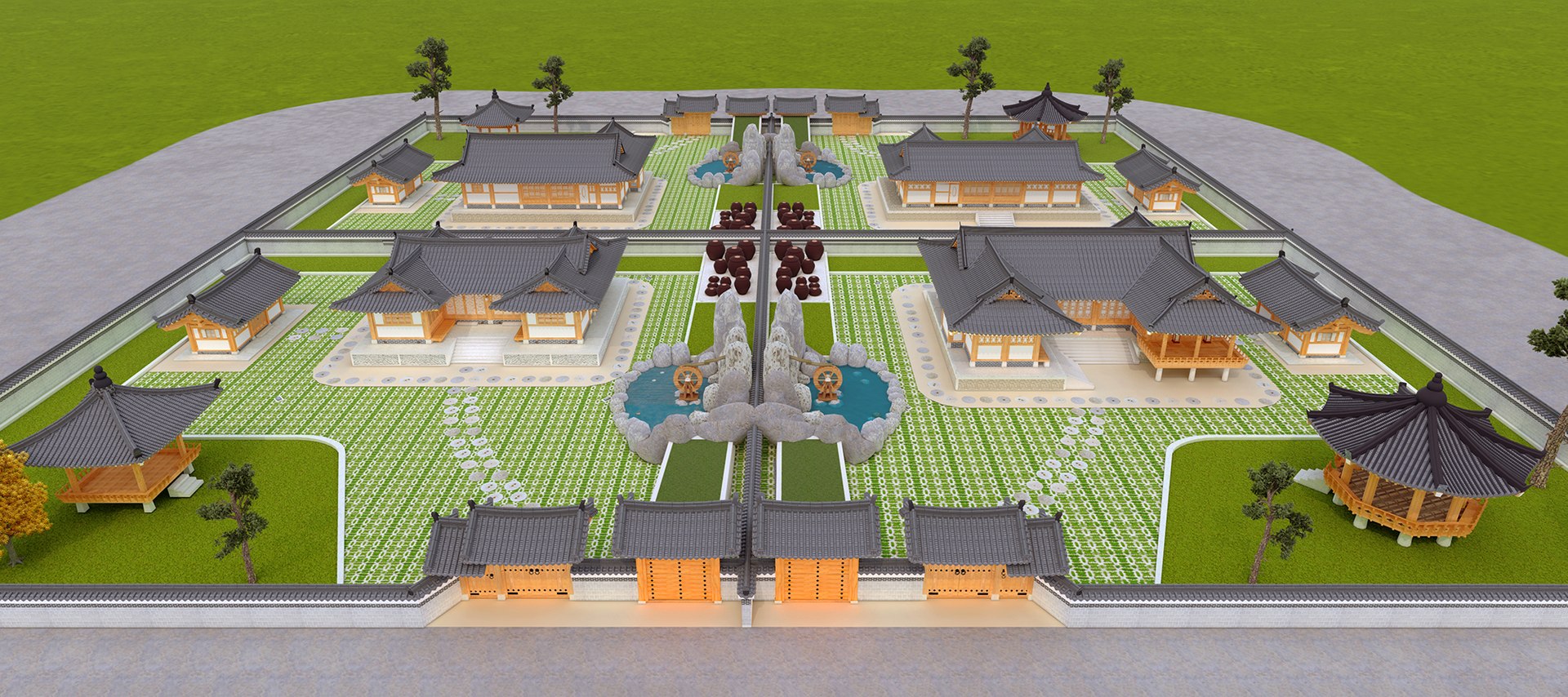Korean Traditional Architecture Residential Complex 3D Model ...