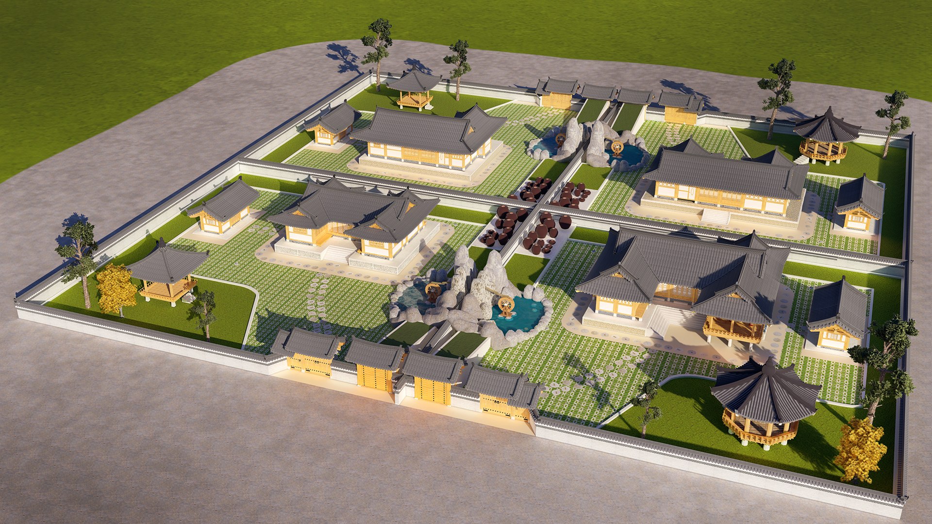 Korean Traditional Architecture Residential Complex 3D Model ...