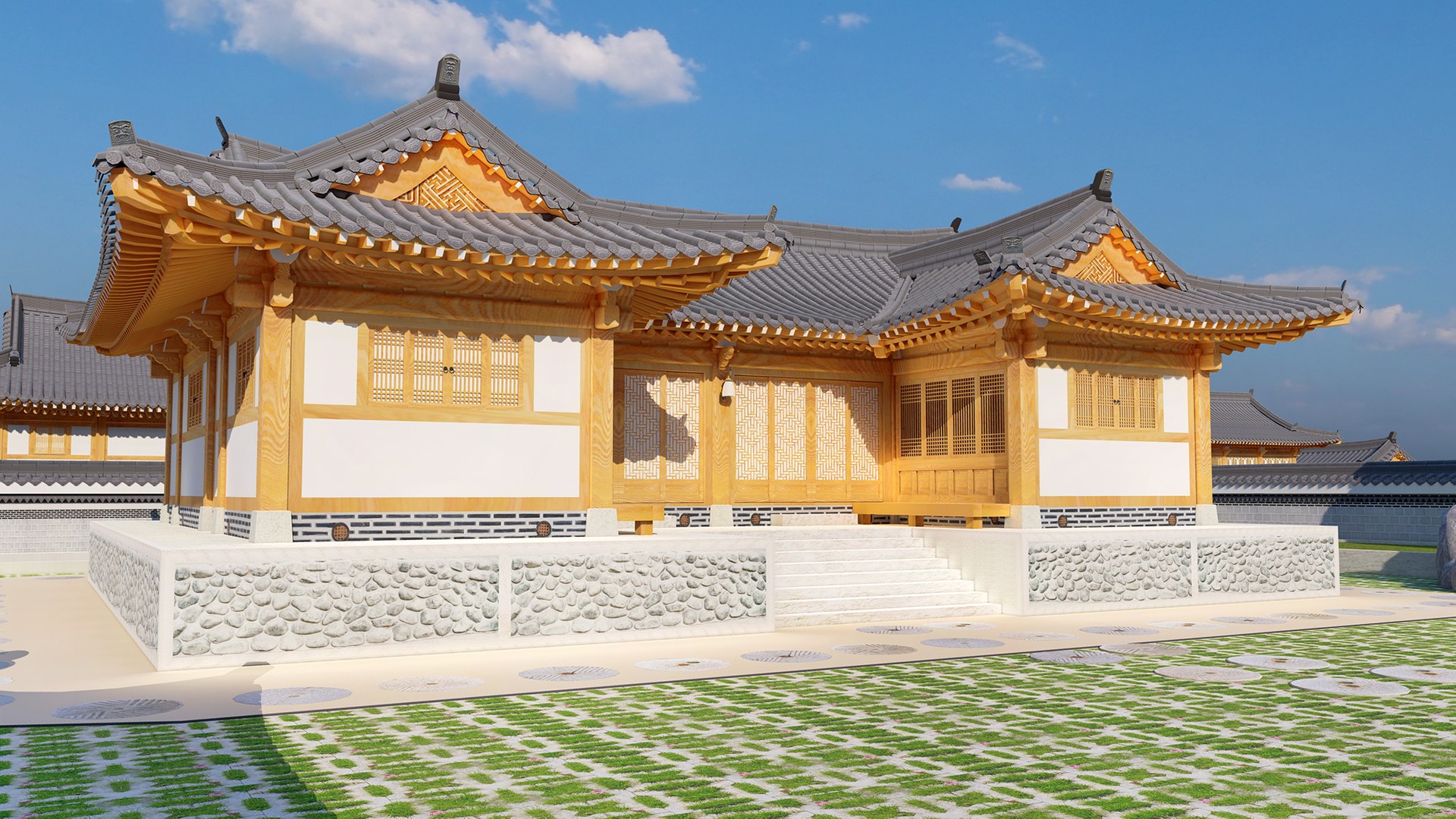 Korean Traditional Architecture Residential Complex 3D Model ...