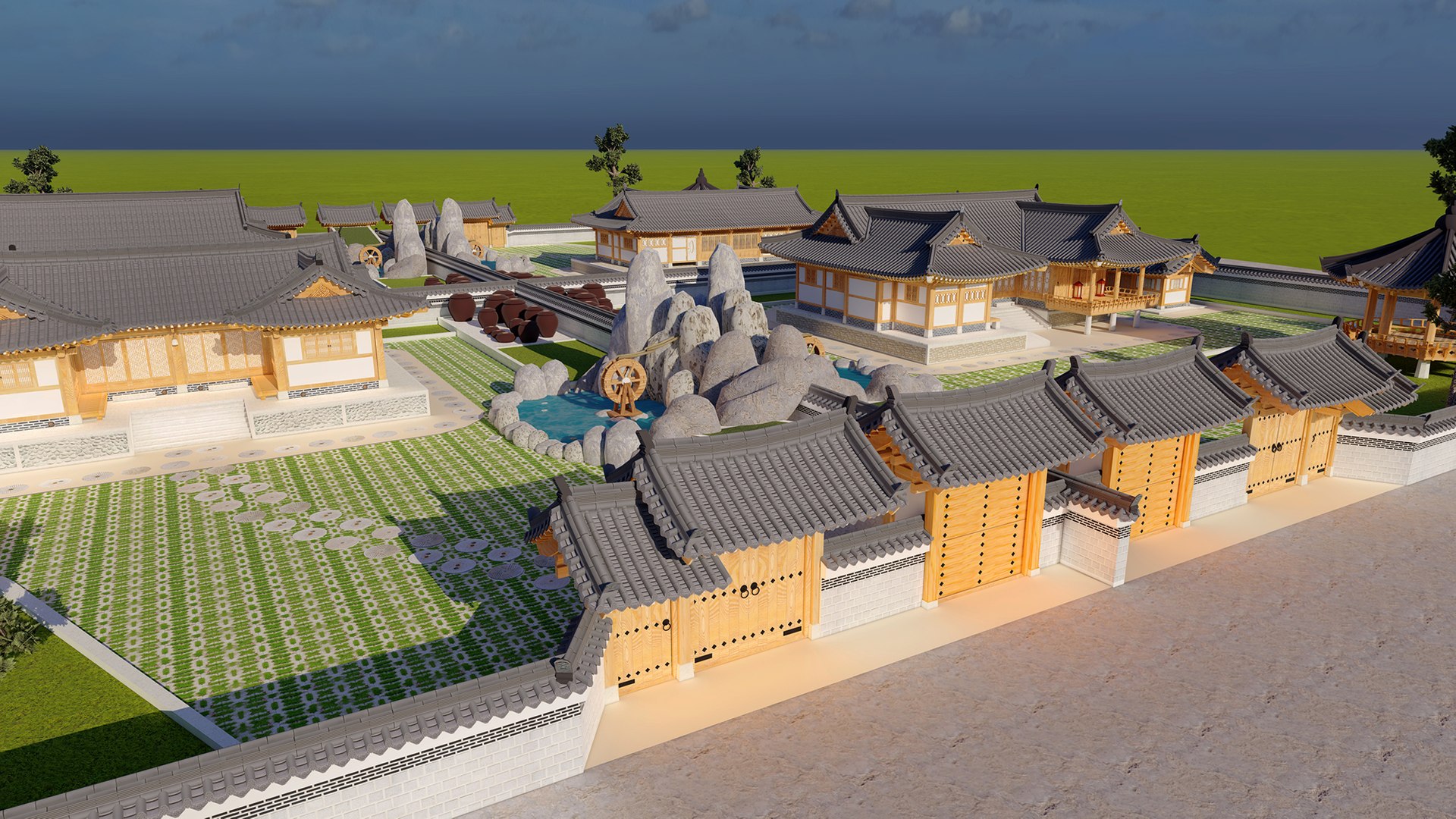Korean Traditional Architecture Residential Complex 3D Model ...