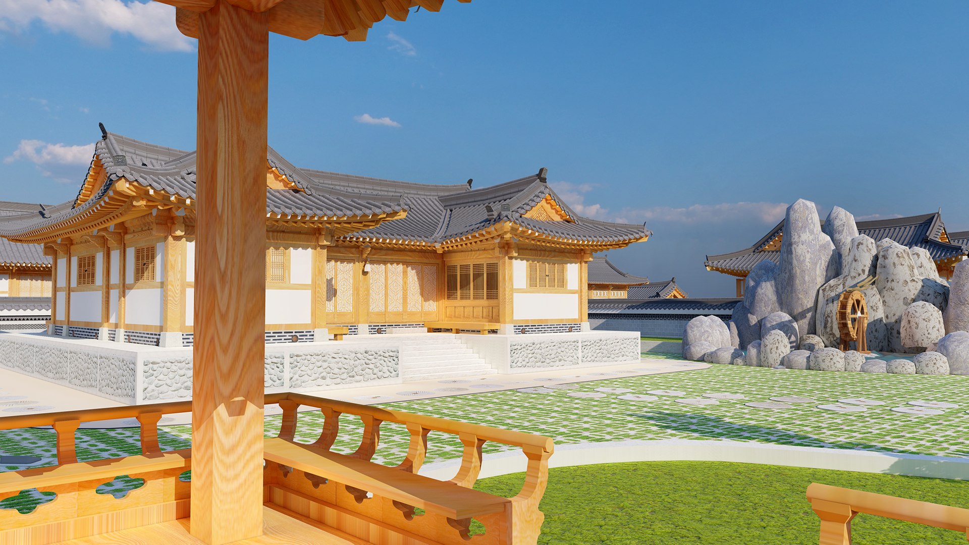 Korean Traditional Architecture Residential Complex 3D Model ...