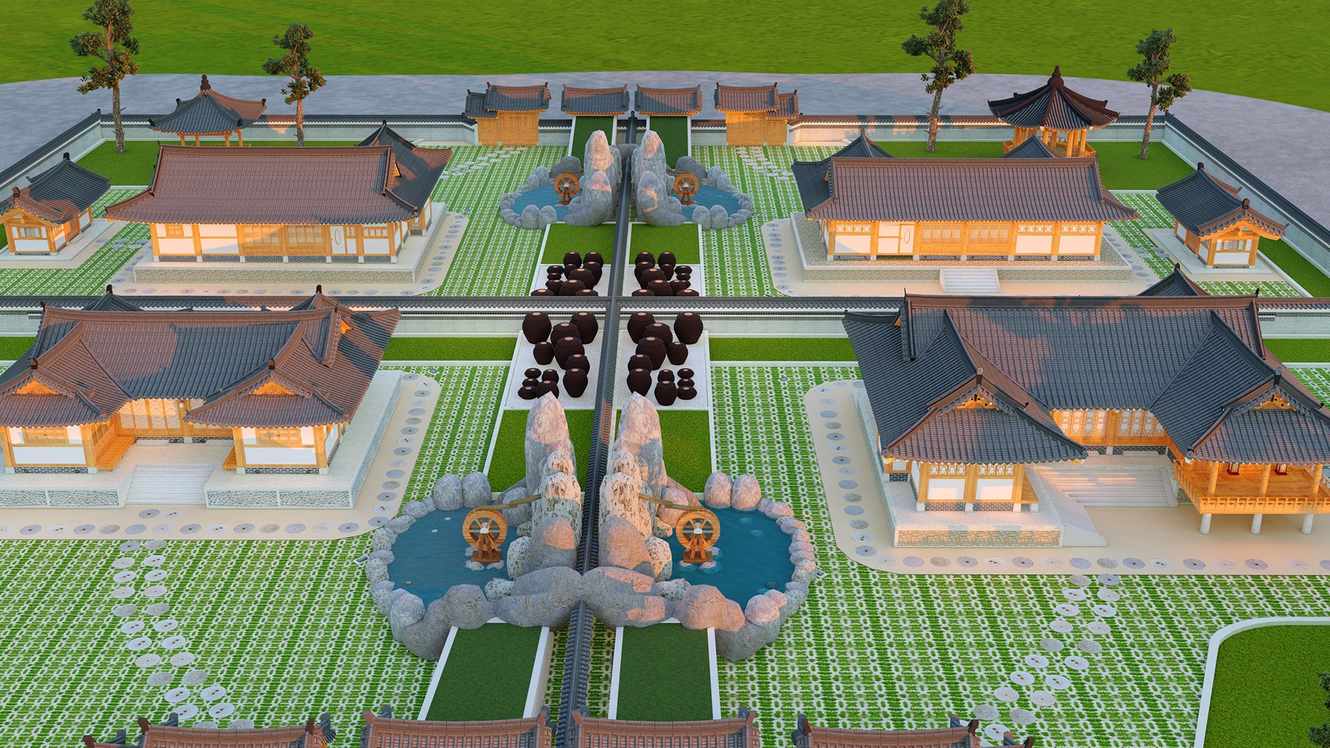 Korean Traditional Architecture Residential Complex 3D Model ...