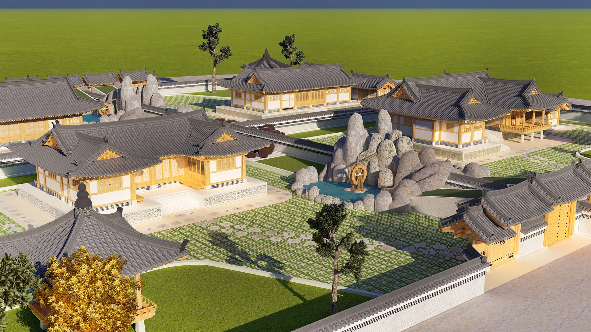 Korean Traditional Architecture Residential Complex 3D Model ...