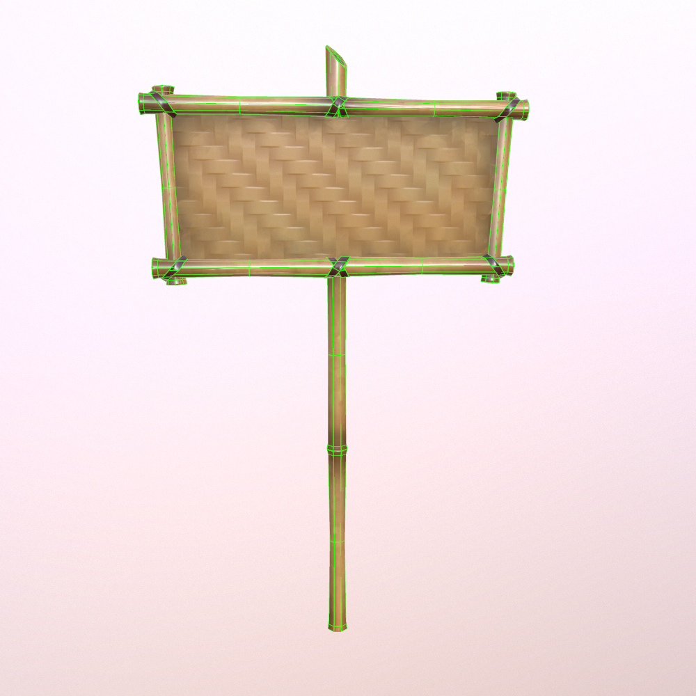 cartoon stylized bamboo sign 3d model