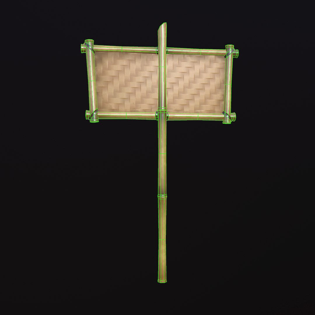 cartoon stylized bamboo sign 3d model