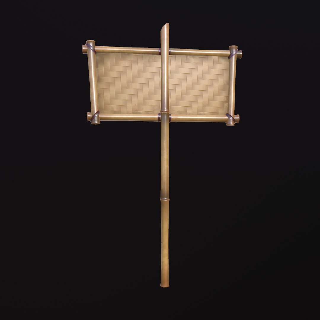 cartoon stylized bamboo sign 3d model