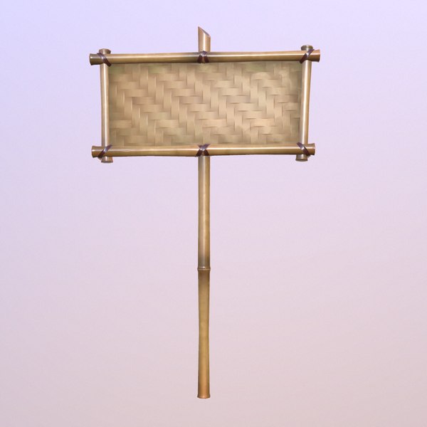 cartoon stylized bamboo sign 3d model