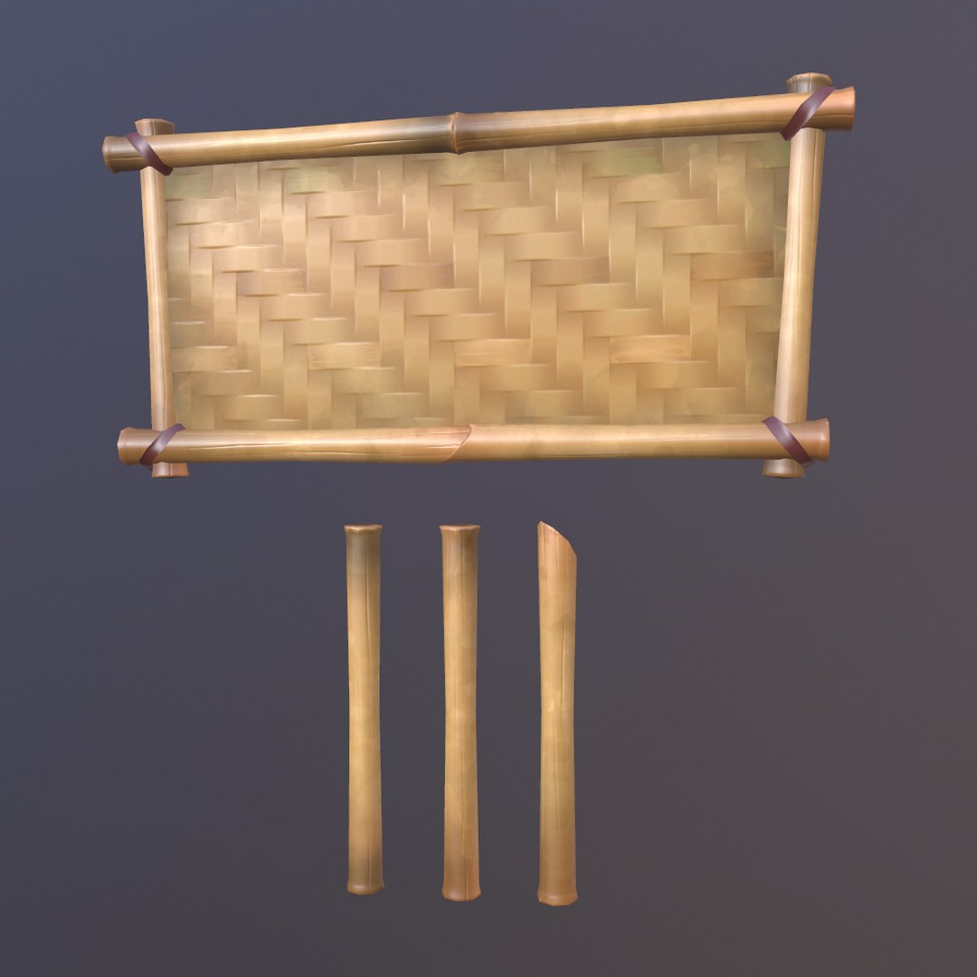 cartoon stylized bamboo sign 3d model