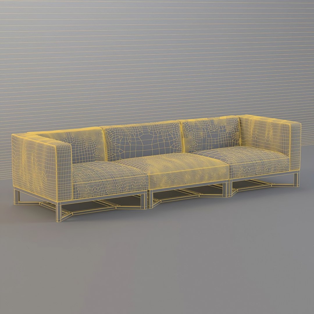 3D Bloc Modular 3 Seater Sofa By Gloster - TurboSquid 2011888