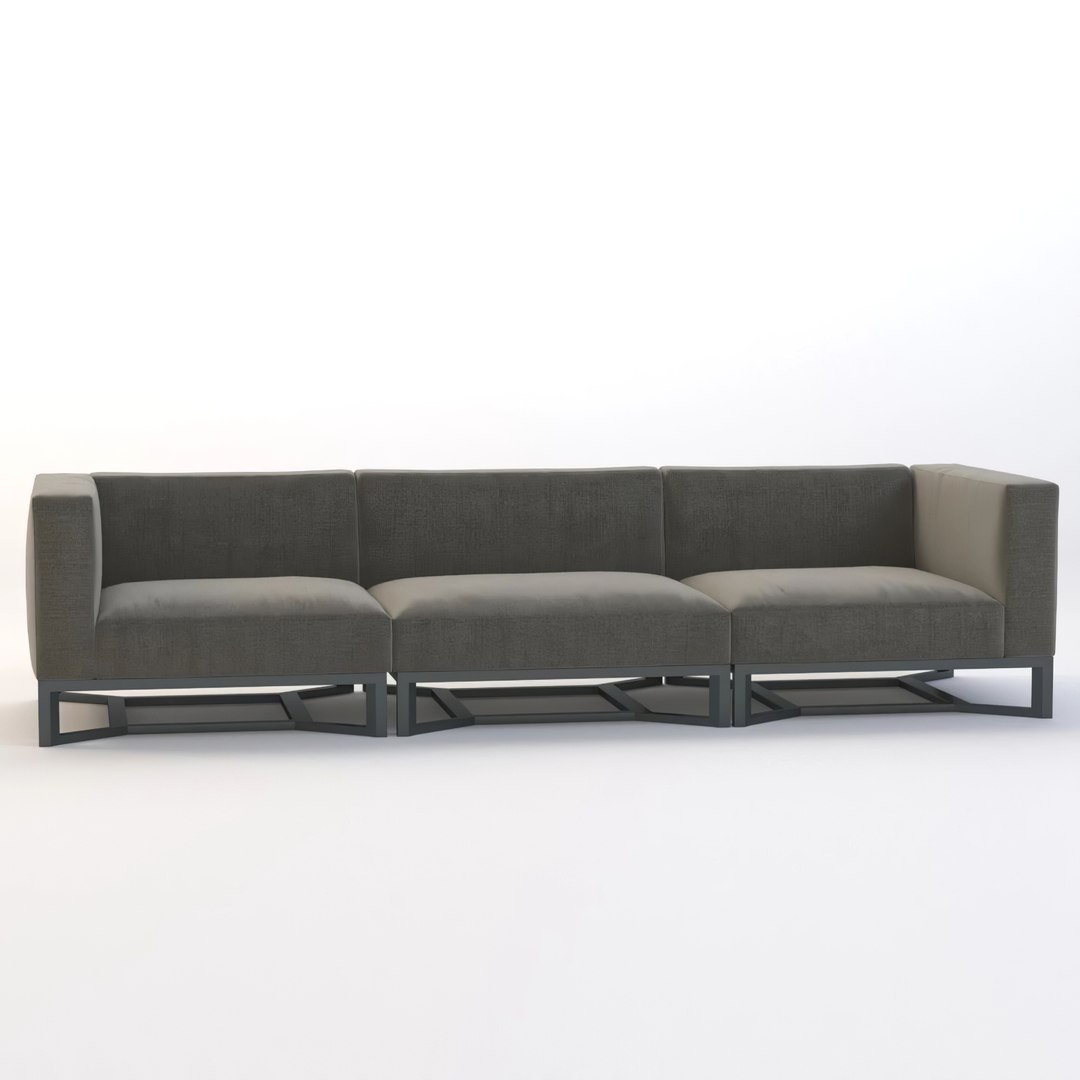 3D Bloc Modular 3 Seater Sofa By Gloster - TurboSquid 2011888