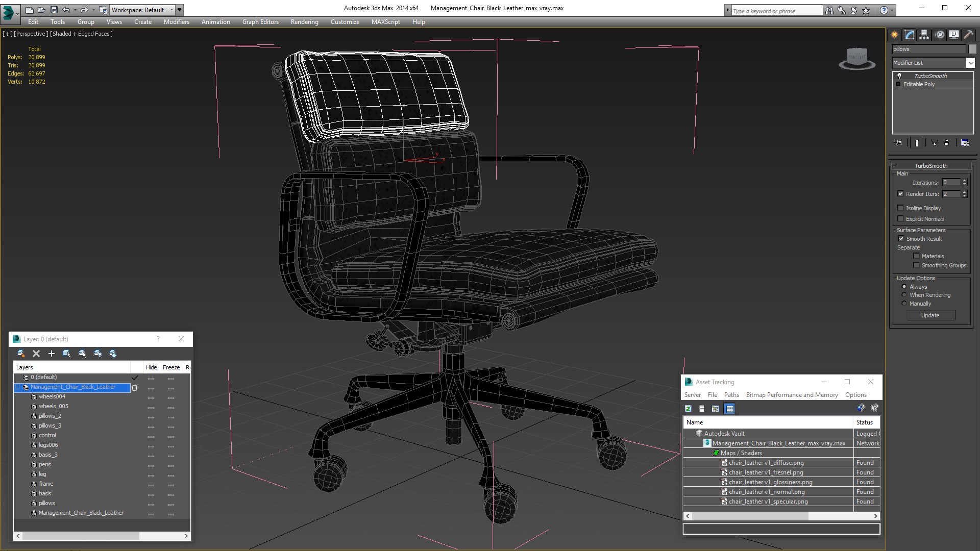 3D model Management Chair Black Leather - TurboSquid 1755686