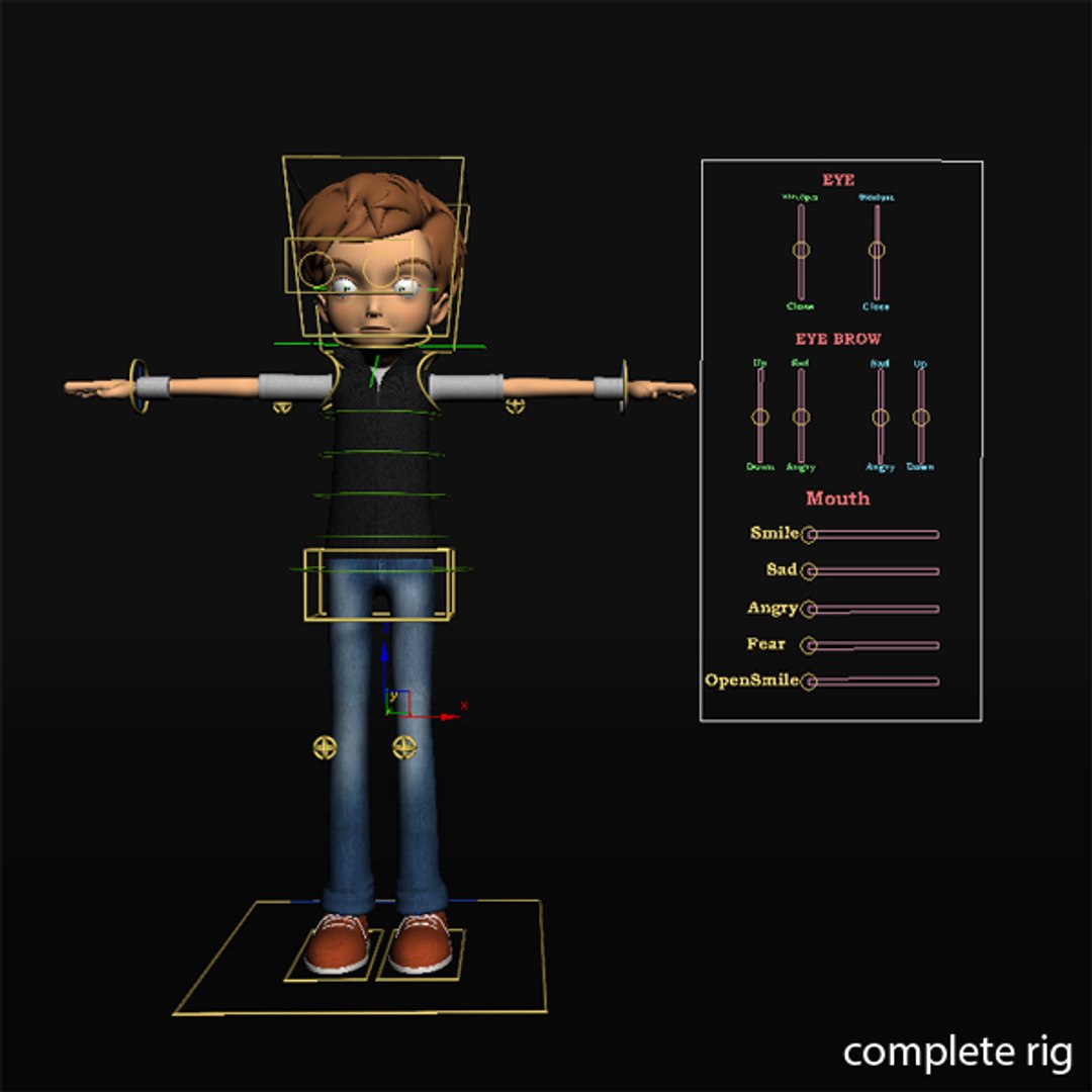 cartoon boy rigged 3d model