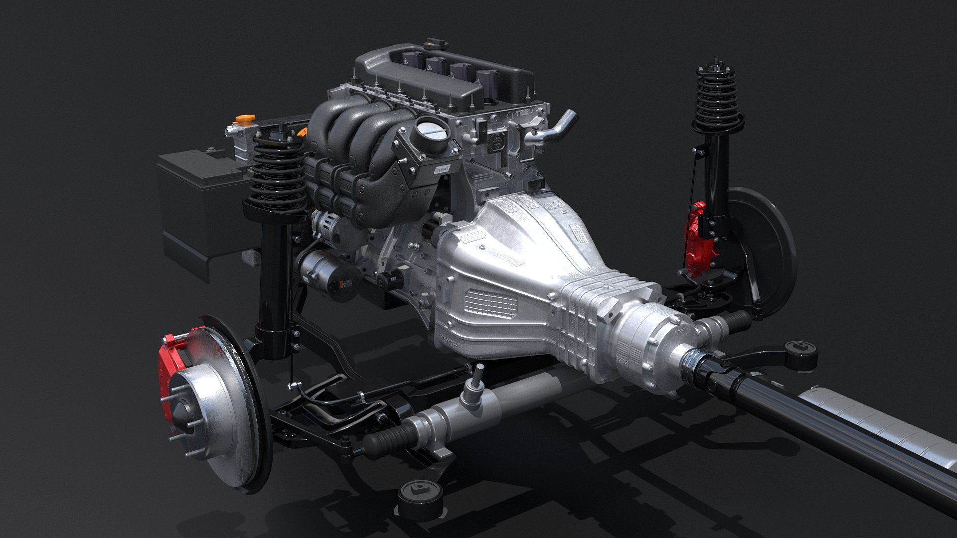 Rear Wheel Drive Chassis And 4-in Line Engine 3D - TurboSquid 2025242