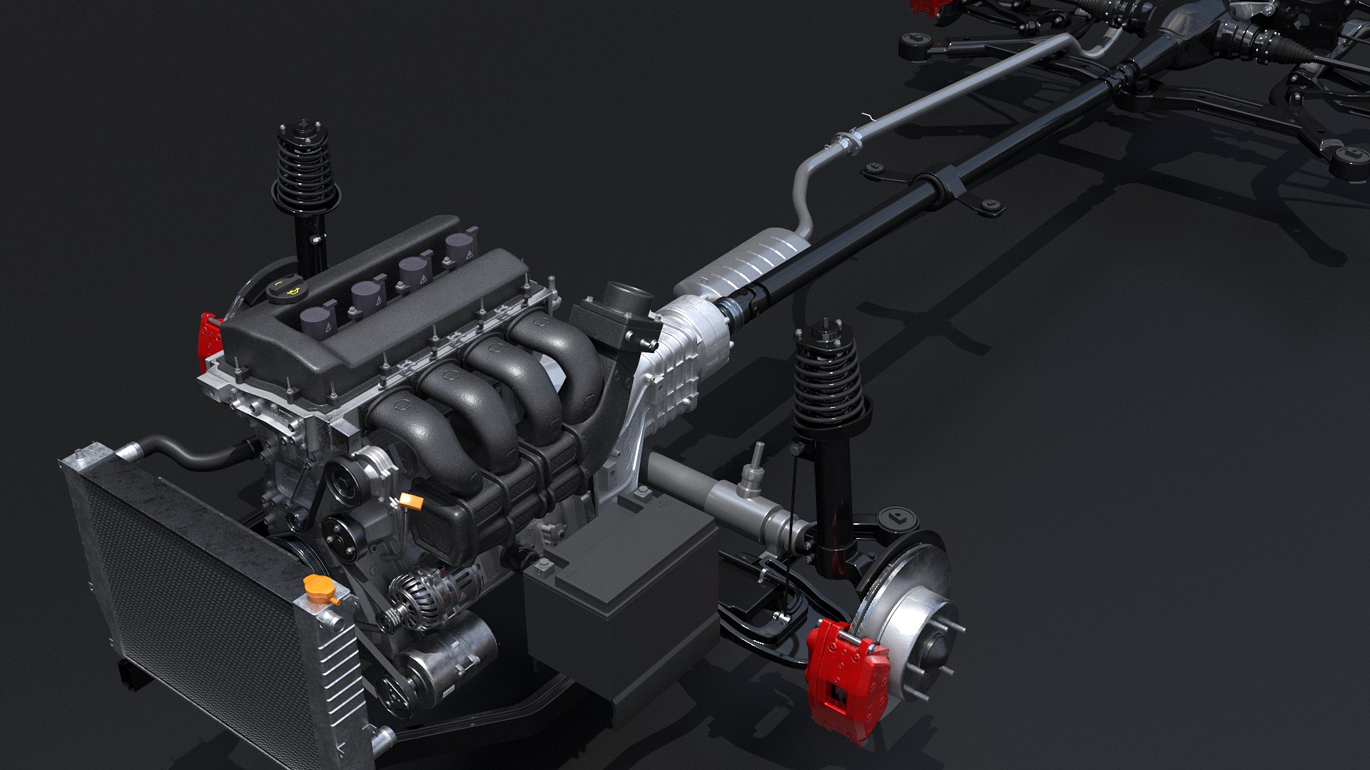 Rear Wheel Drive Chassis And 4-in Line Engine 3D - TurboSquid 2025242
