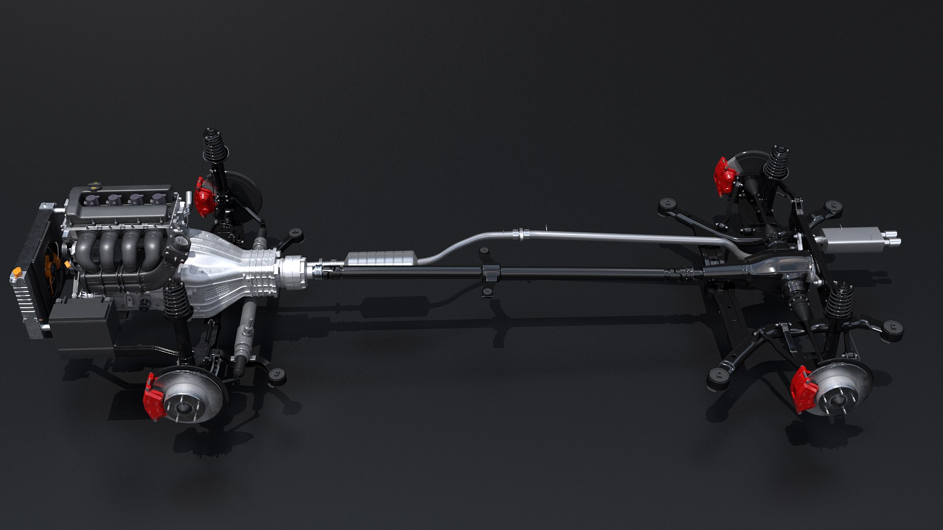 Rear Wheel Drive Chassis And 4-in Line Engine 3D - TurboSquid 2025242
