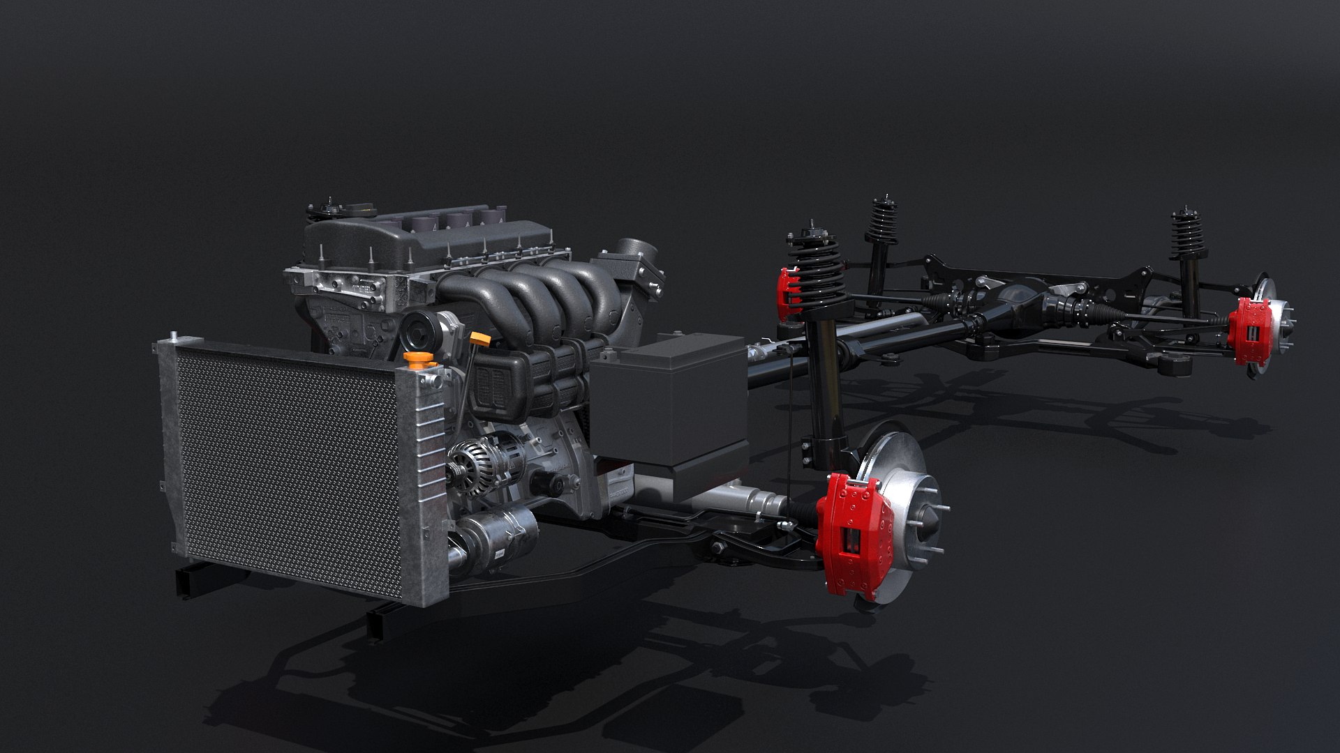 Rear Wheel Drive Chassis And 4-in Line Engine 3D - TurboSquid 2025242