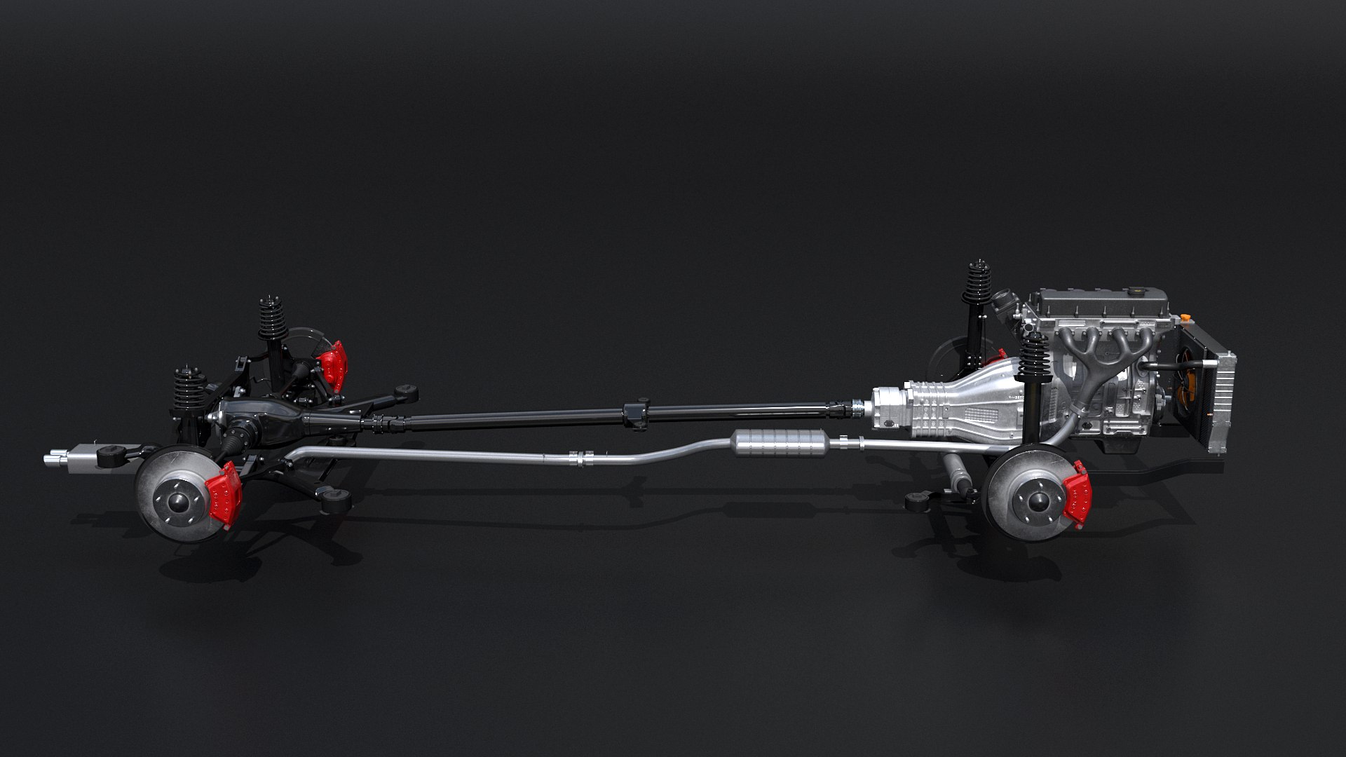 Rear Wheel Drive Chassis And 4-in Line Engine 3D - TurboSquid 2025242