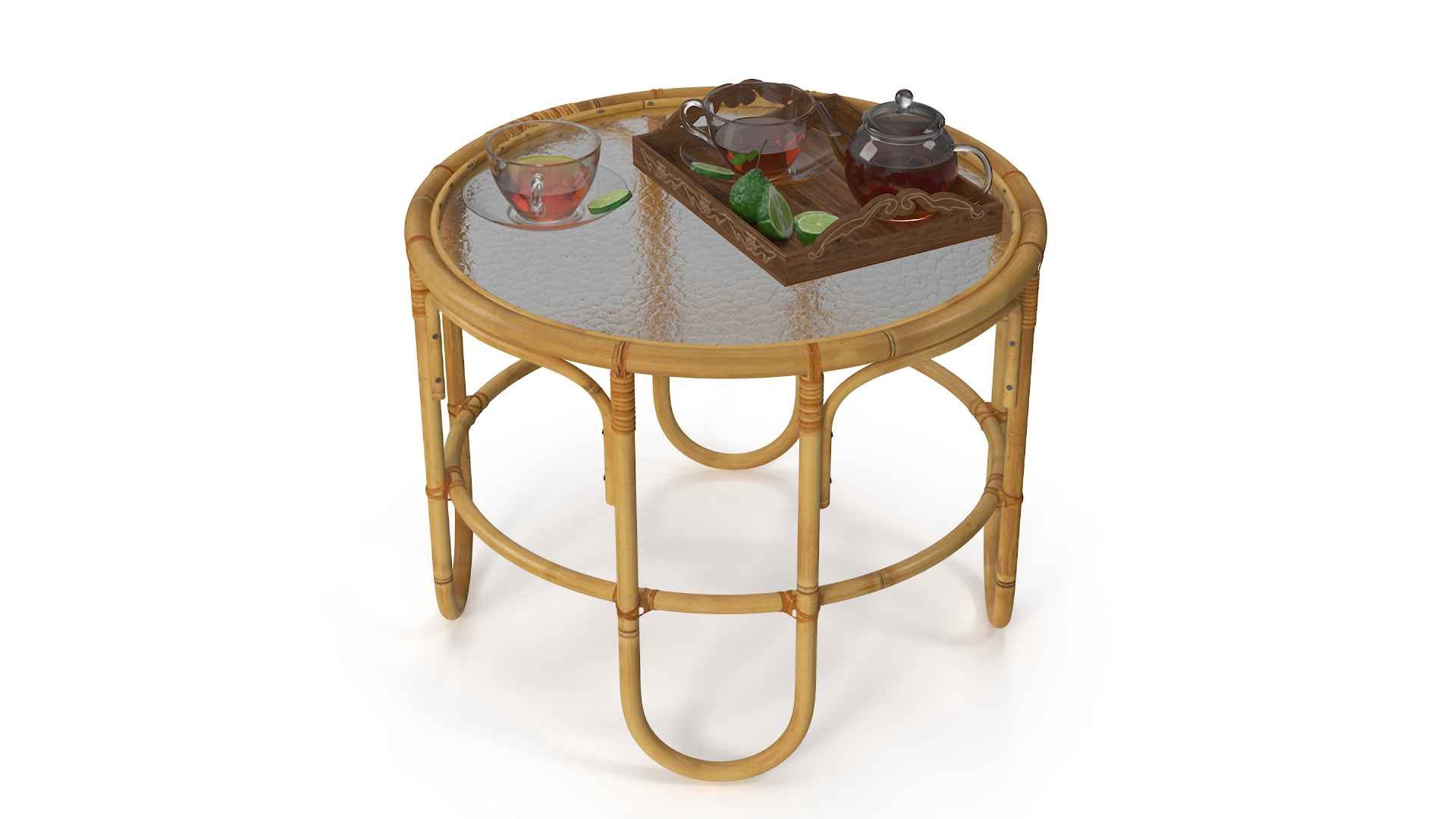 3D Model Tea Table With Drinks And Bergamot - TurboSquid 2287364