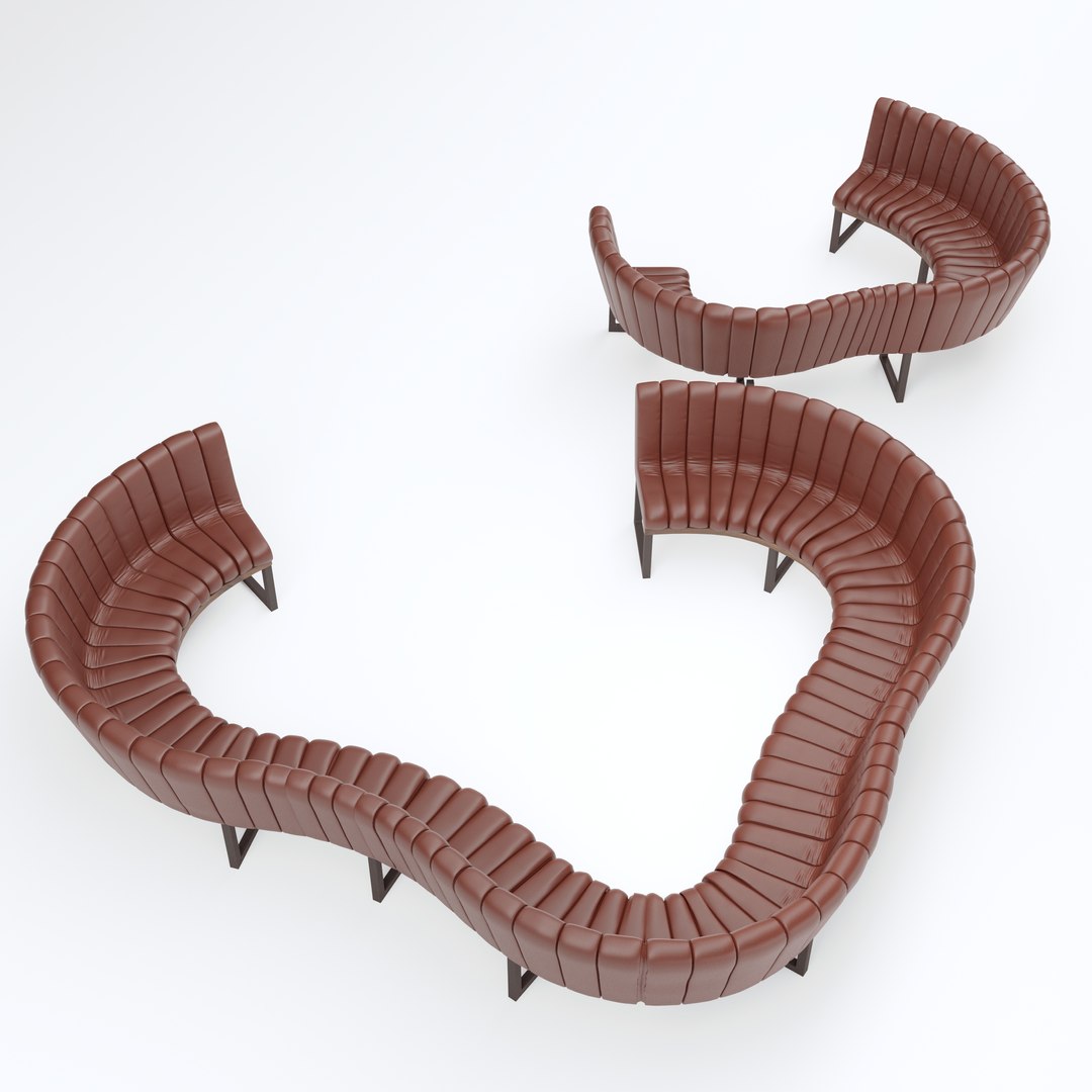 3D Metal Framed Curved Banquette Seating Model - TurboSquid 1944332