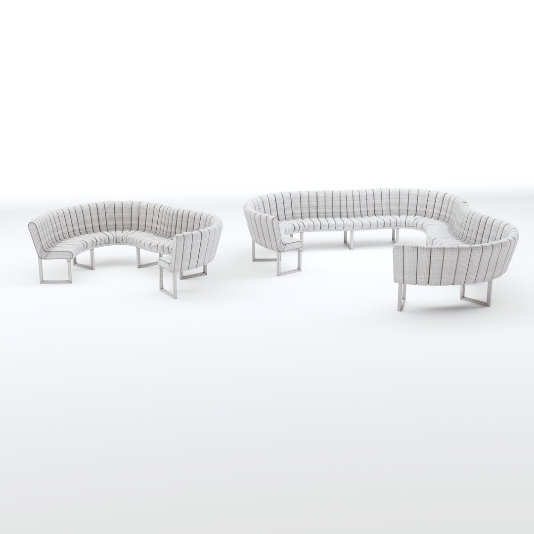 3D Metal Framed Curved Banquette Seating Model - TurboSquid 1944332