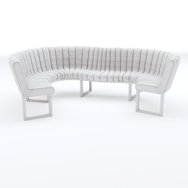 3D Metal Framed Curved Banquette Seating model - TurboSquid 1944332