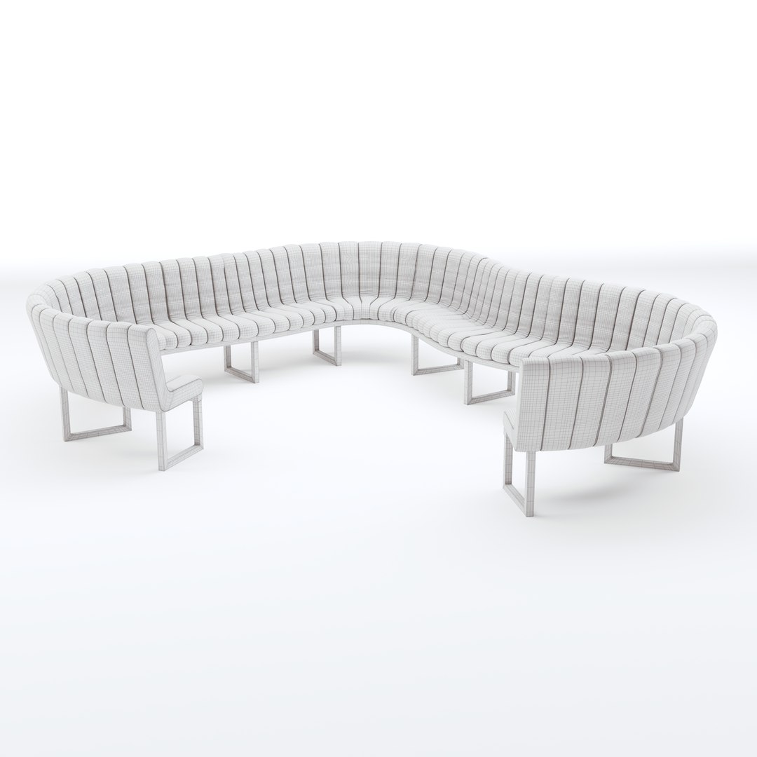 3D Metal Framed Curved Banquette Seating Model - TurboSquid 1944332