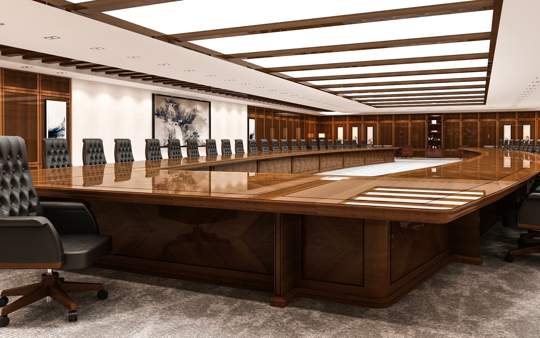 Executive Boardroom Meeting Space 3D Model - TurboSquid 2190043