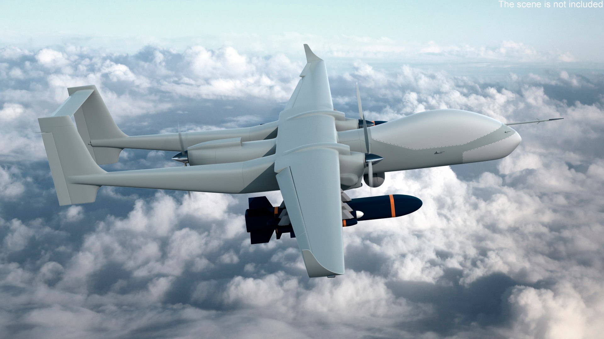 3D Twin-Boom Unmanned Combat Aerial Vehicle Rigged - TurboSquid 2055963