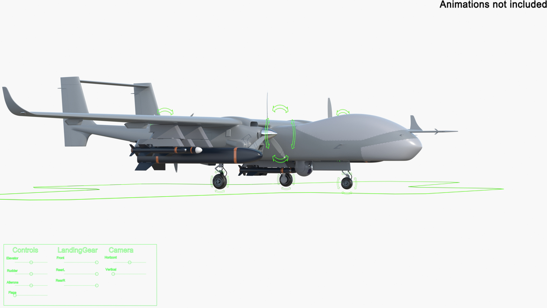 3D Twin-Boom Unmanned Combat Aerial Vehicle Rigged - TurboSquid 2055963