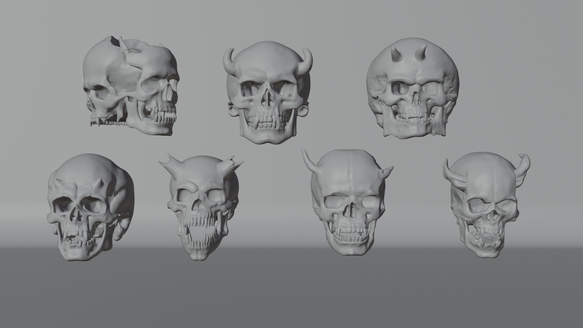 Ancient And Demonic Skull Props Pack 7 Fantasy Skulls PBR Model ...