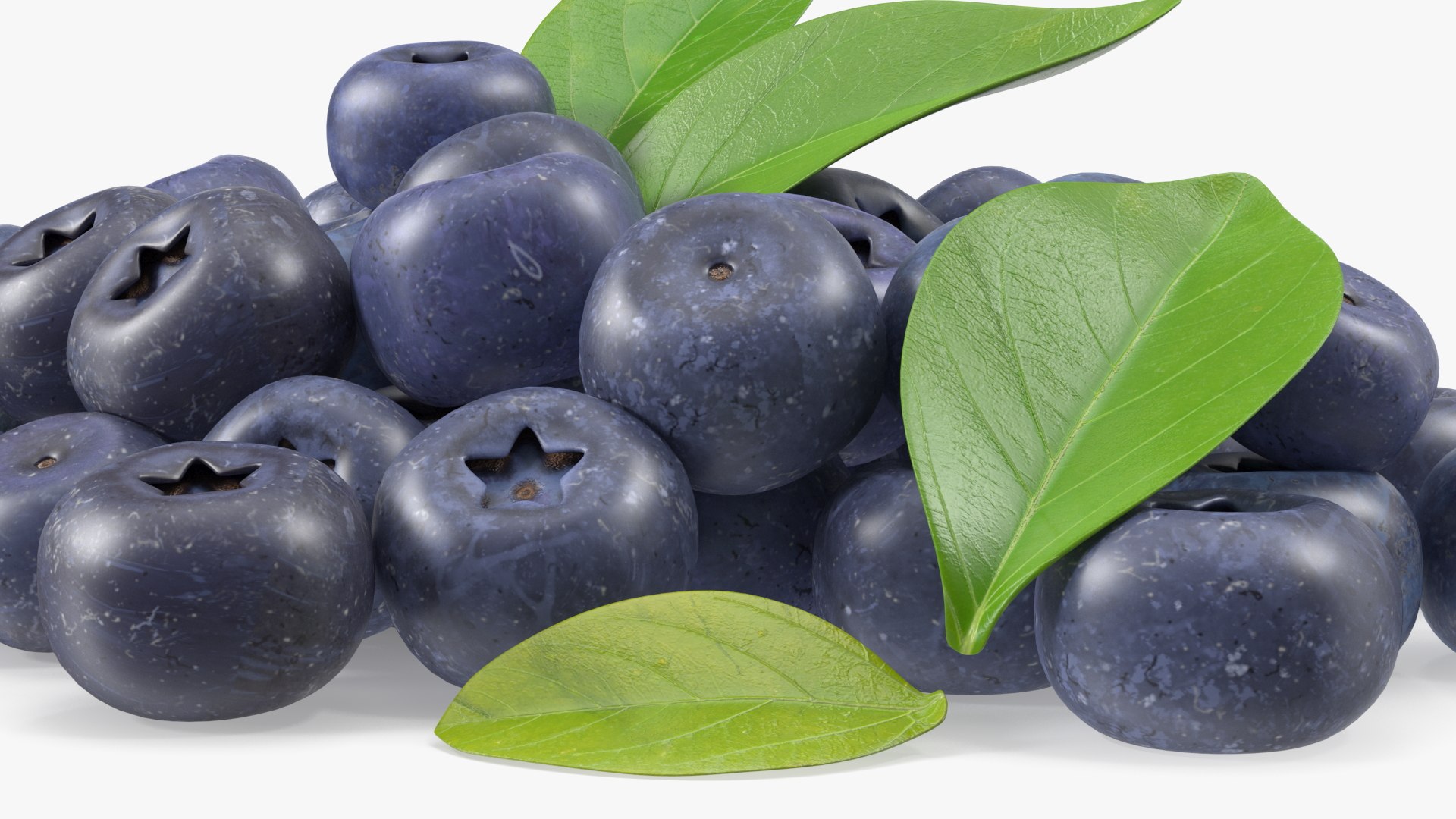 3D Bunch Of Garden Ripe Blueberries - TurboSquid 2073106