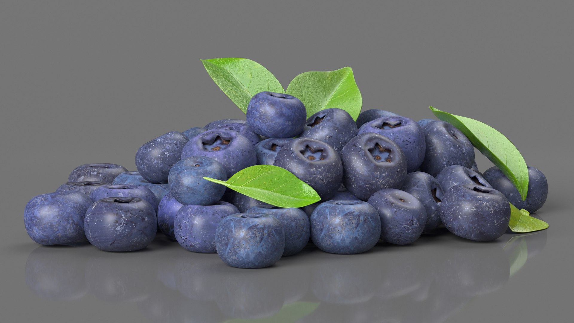 3D Bunch Of Garden Ripe Blueberries - TurboSquid 2073106