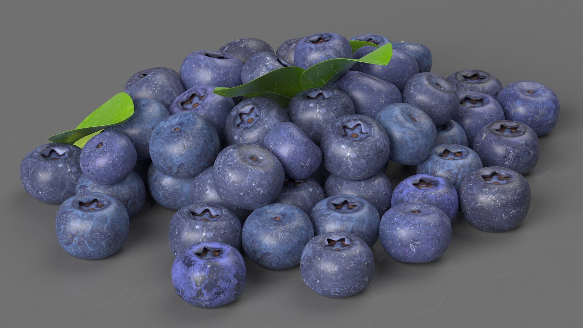 3D Bunch Of Garden Ripe Blueberries - TurboSquid 2073106
