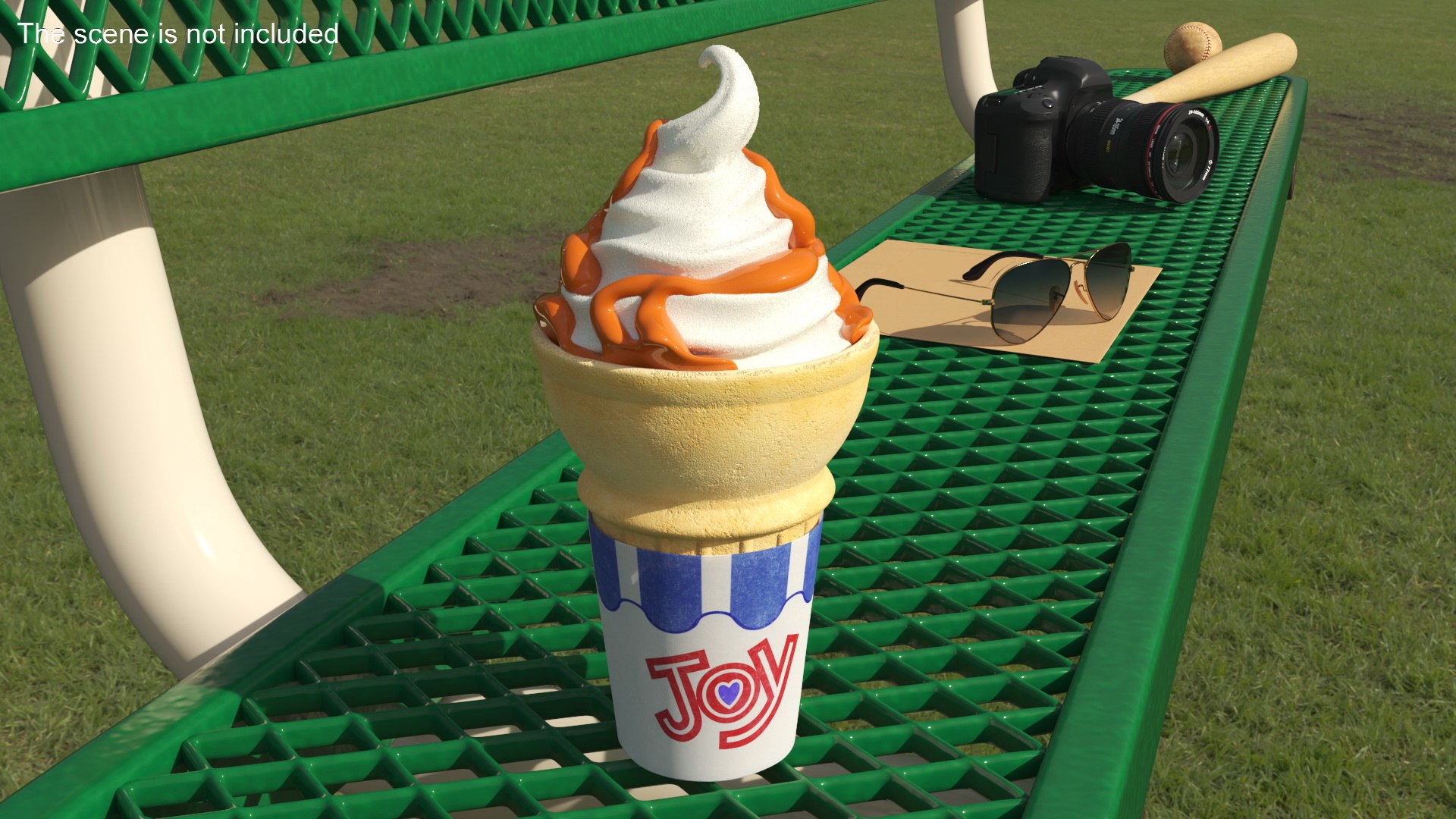 3D Model Swirl Vanilla Ice Cream In Crunchy Cone Caramel Topped ...