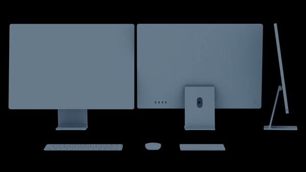 modelo 3d iMac de 24 pulgadas 2021 morado con teclado, mouse y trackpad ...