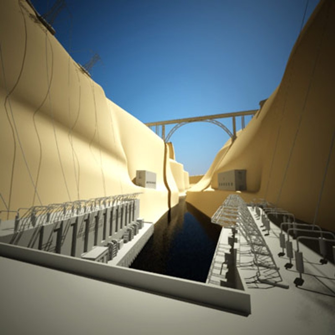 Dam Hydroelectric Electric 3d Model