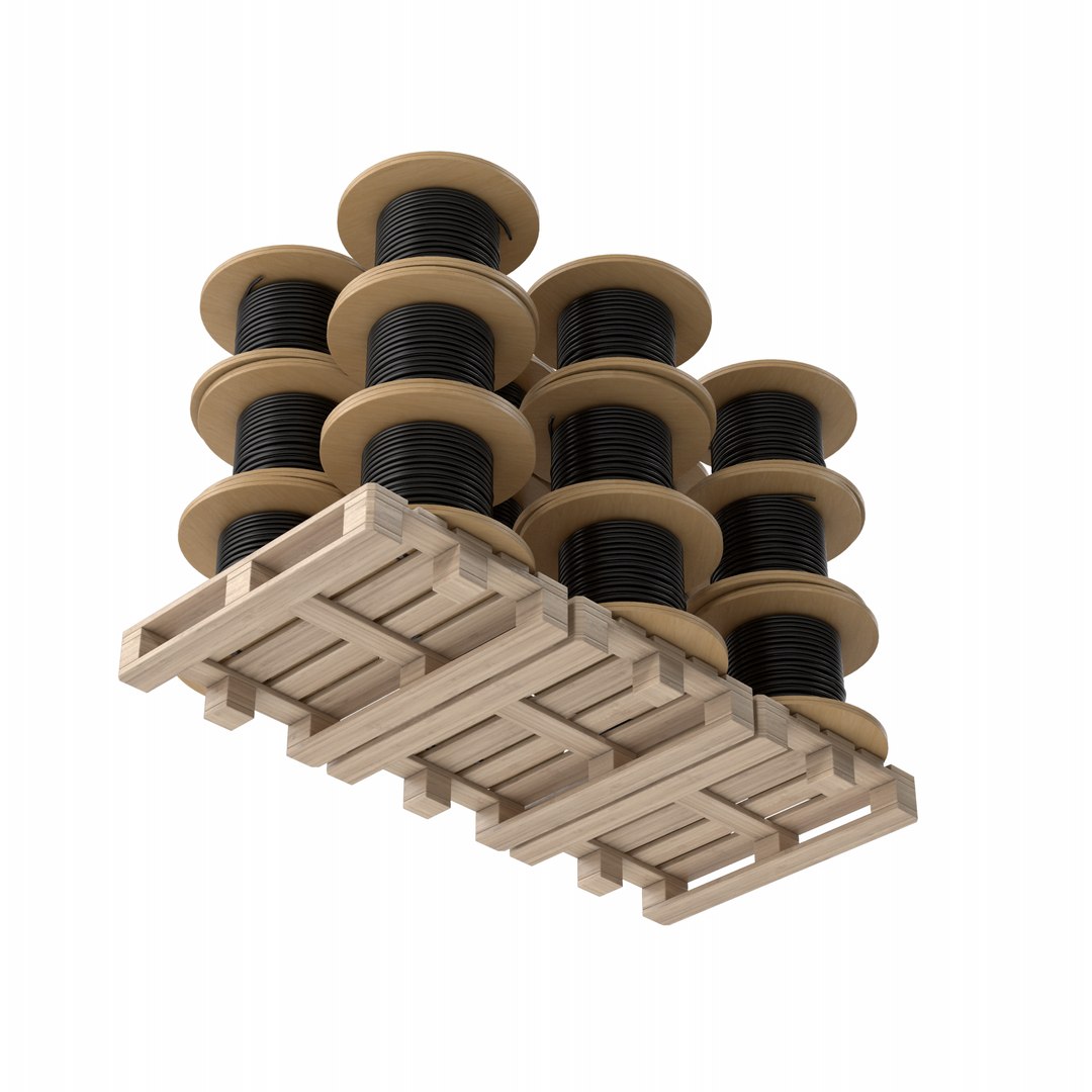 Cable Reel Drums On Pallet 3D Model - TurboSquid 1990001