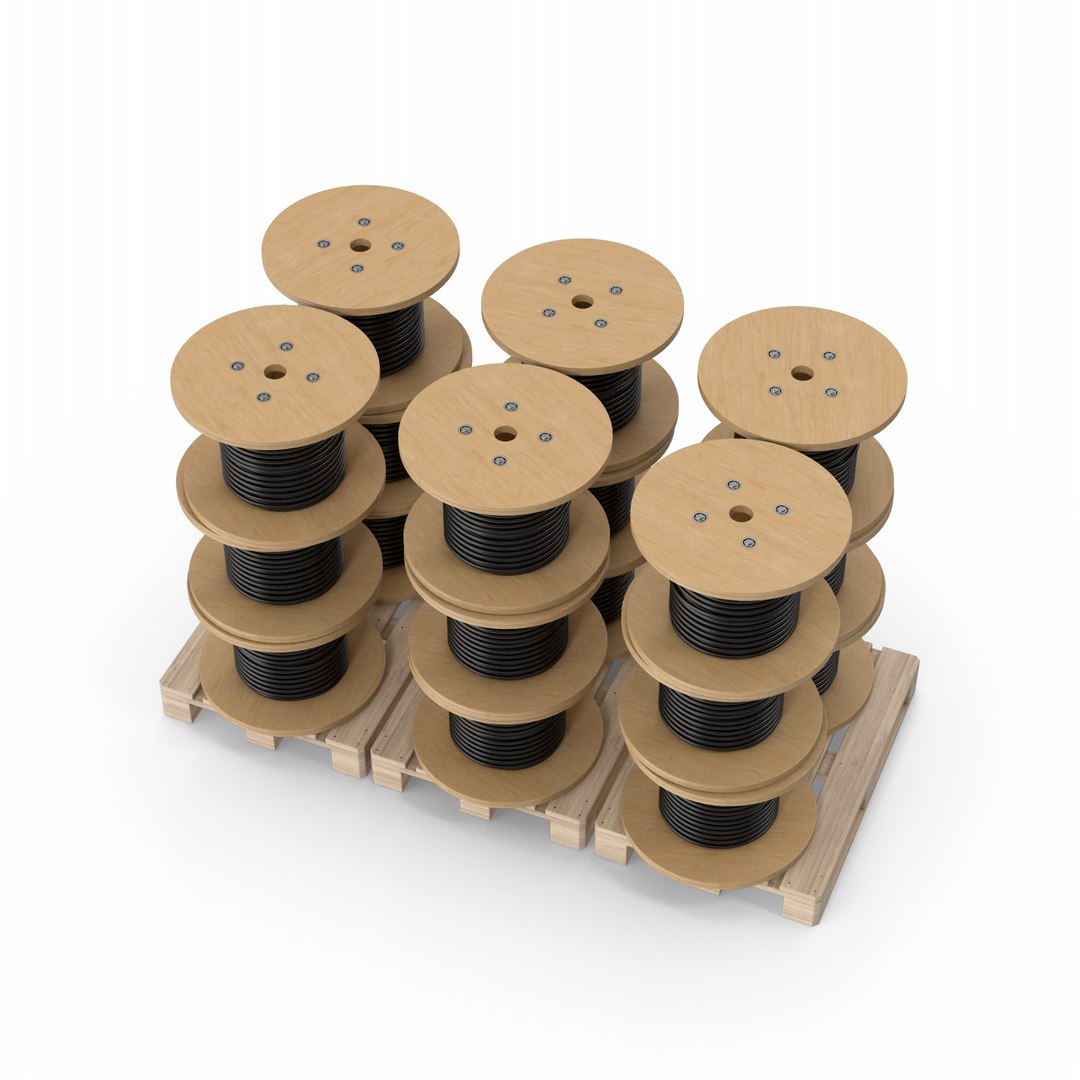 Cable Reel Drums On Pallet 3D Model - TurboSquid 1990001