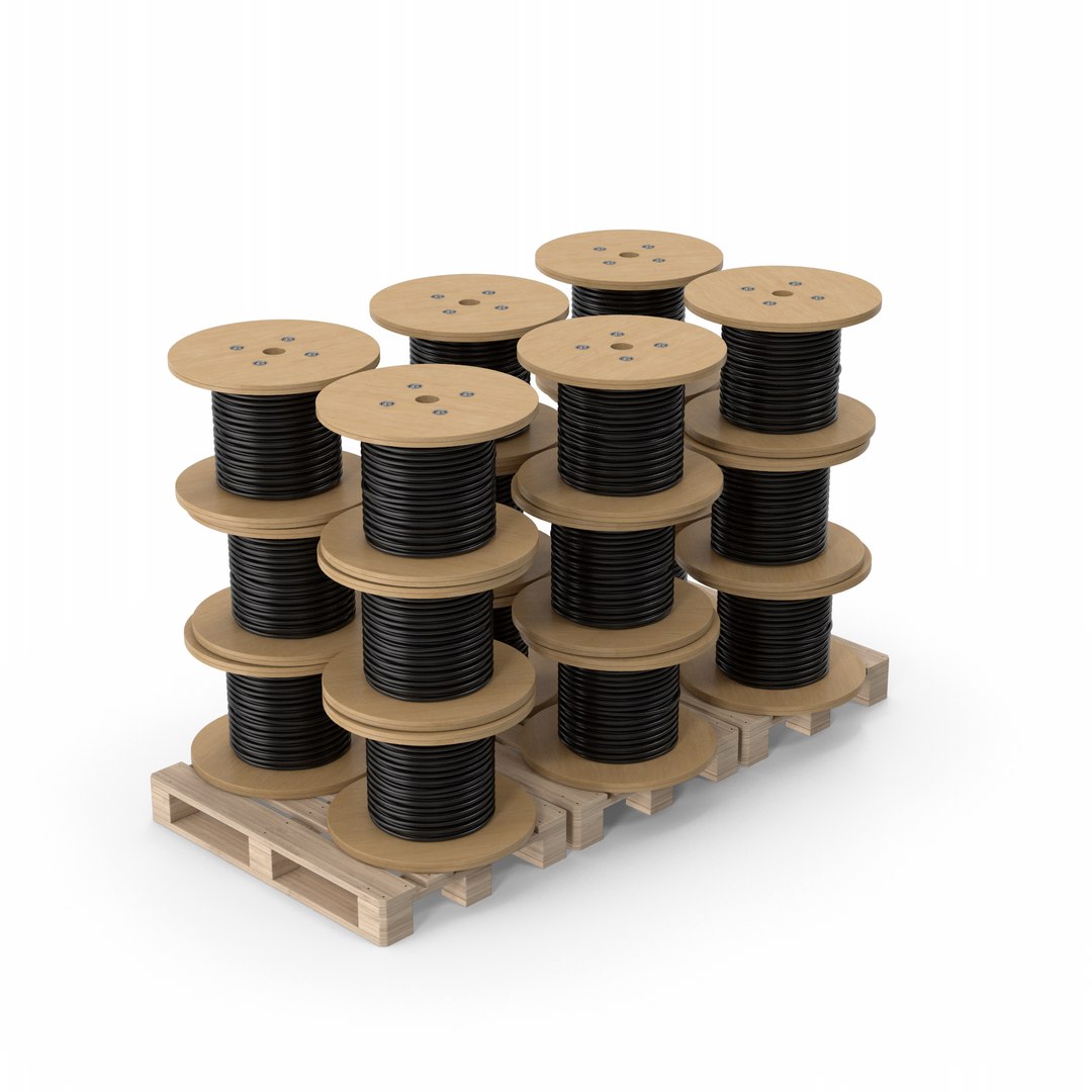 Cable Reel Drums On Pallet 3D Model - TurboSquid 1990001