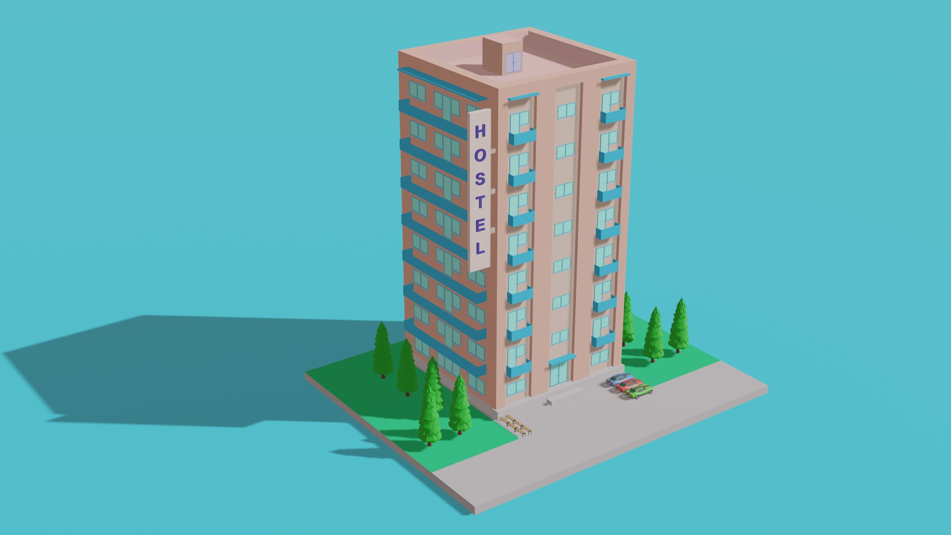 3D Low Poly Hostel Model - TurboSquid 2117010