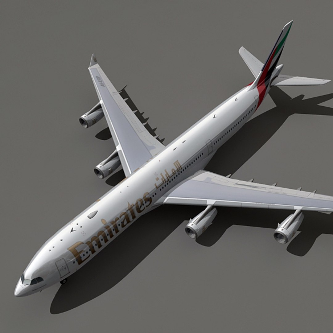 3d Airbus A340-300 Plane Emirates Model