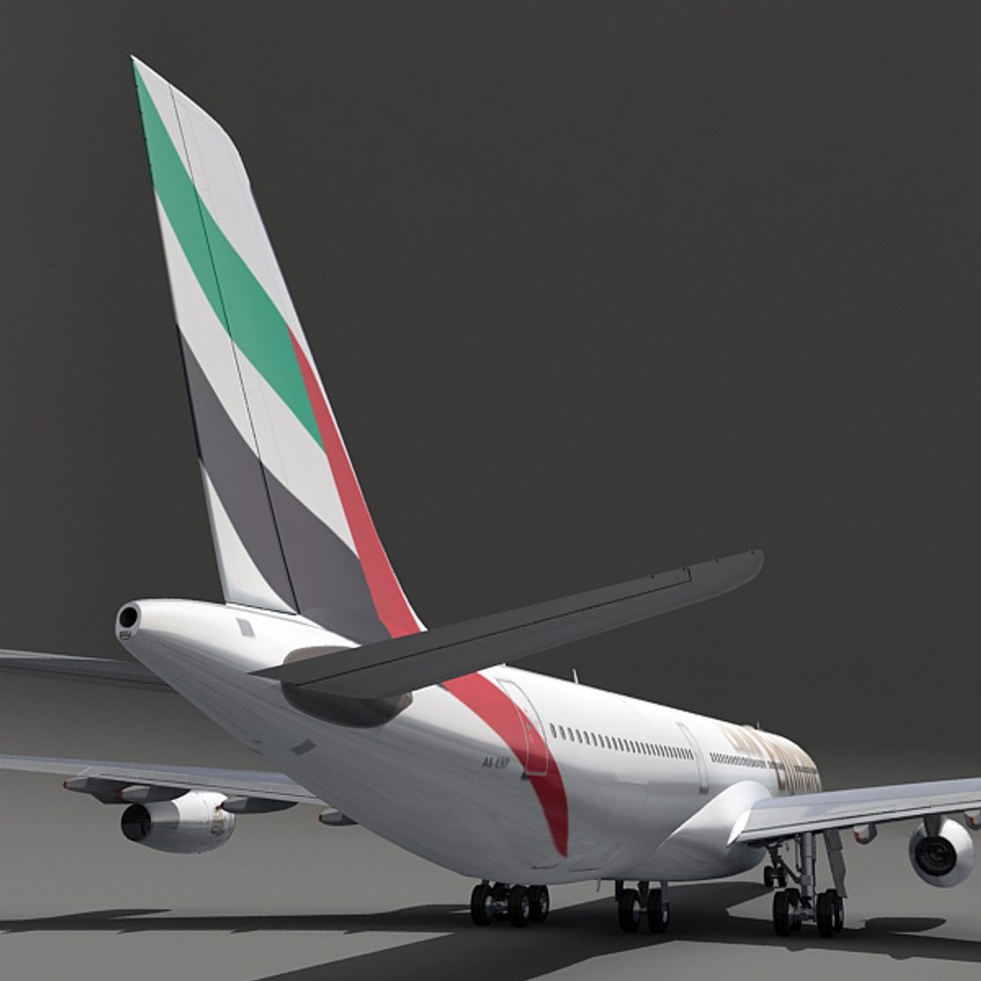 3d Airbus A340-300 Plane Emirates Model