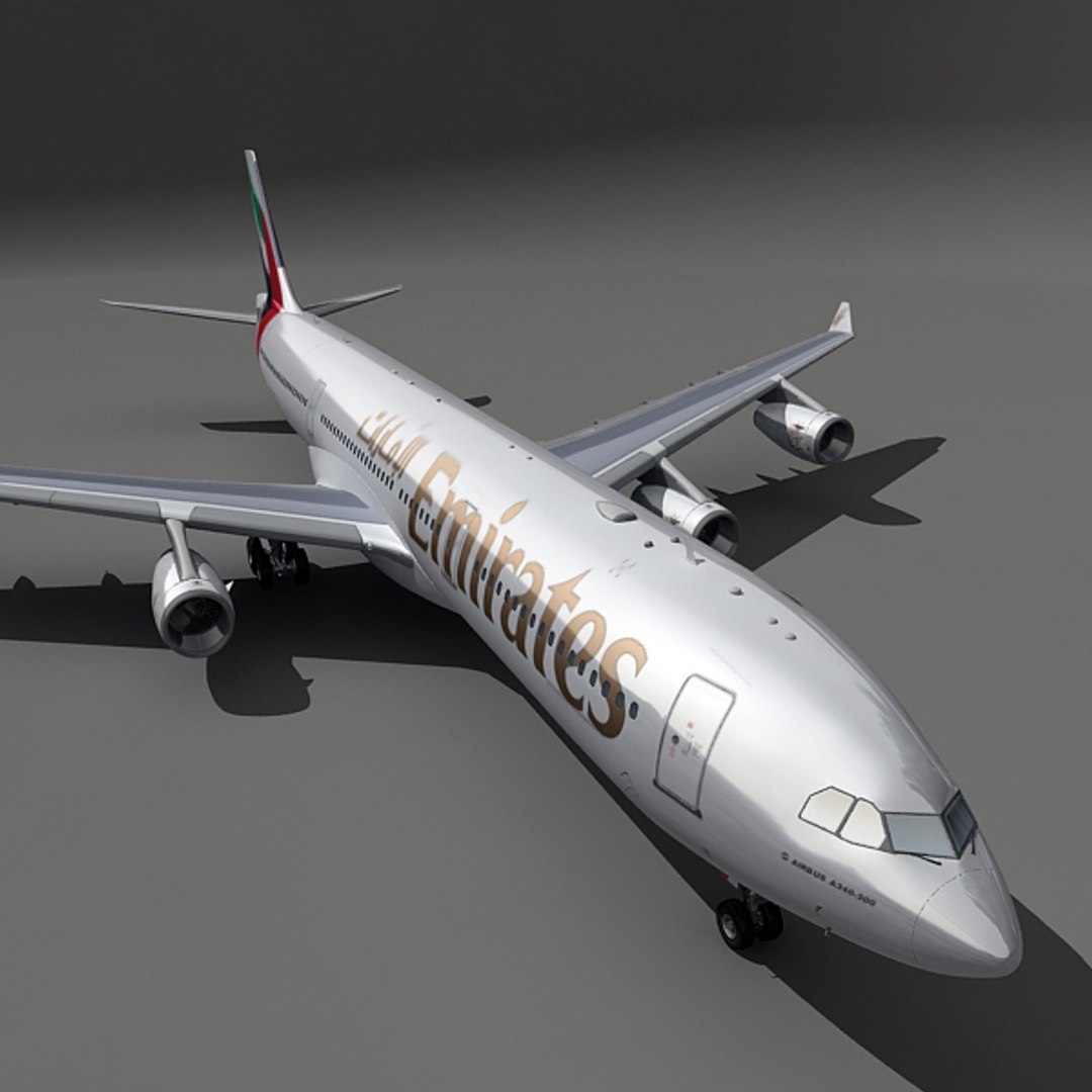 3d Airbus A340-300 Plane Emirates Model