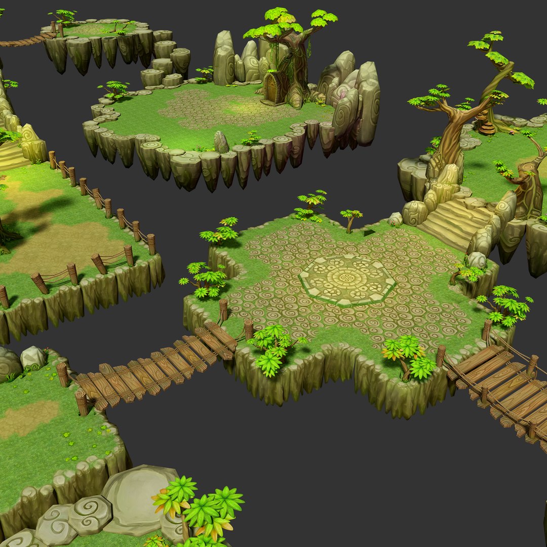 3d Fantasy Floating Islands Environment Model