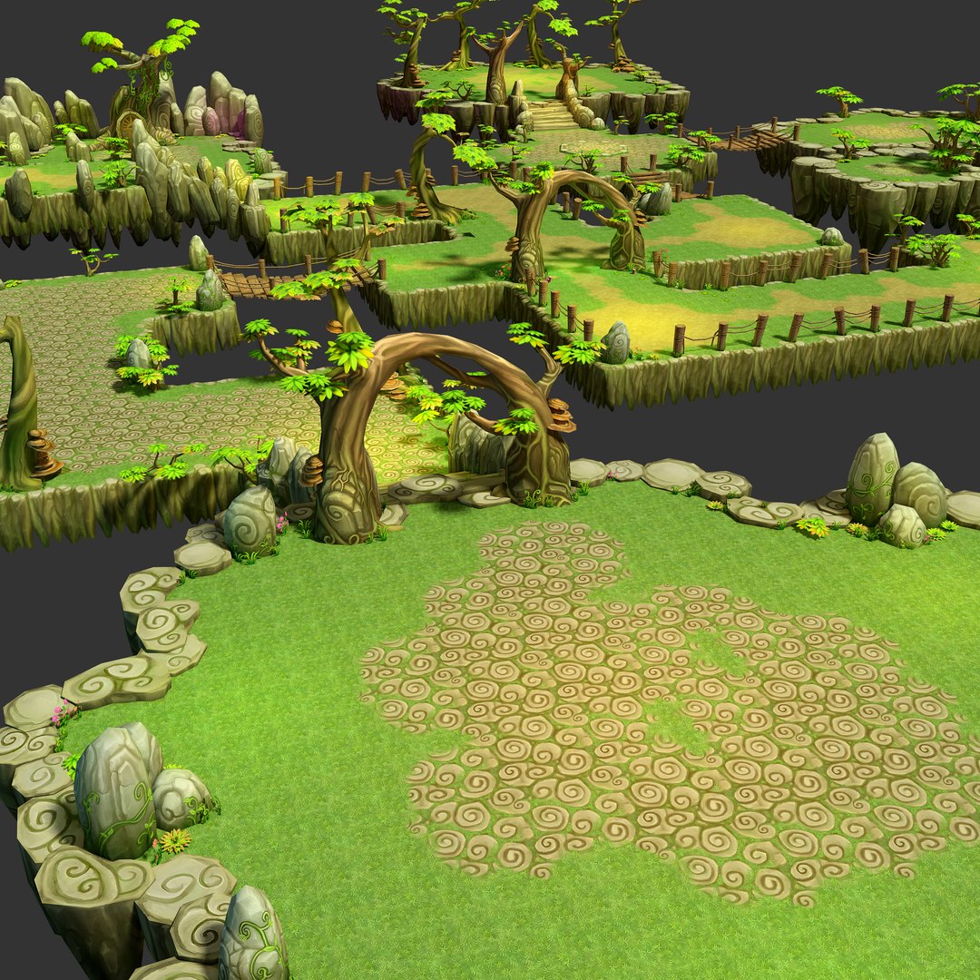 3d Fantasy Floating Islands Environment Model